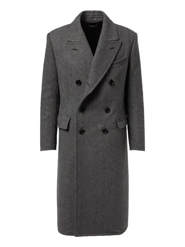 TOM FORD Double-breasted Virgin Wool Twill Coat - Grey
