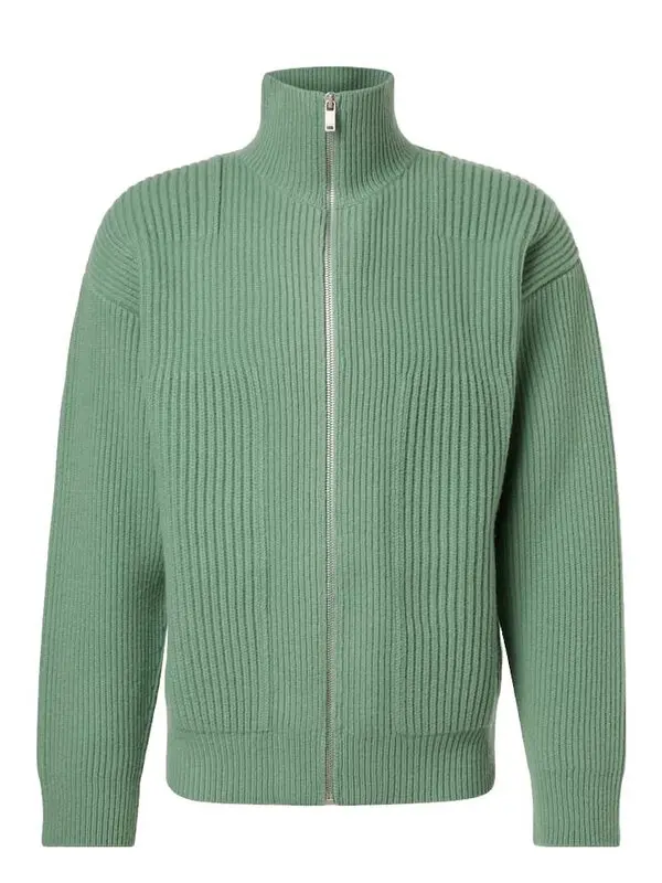 JIL SANDER Wool Zip-up Cardigan - Green