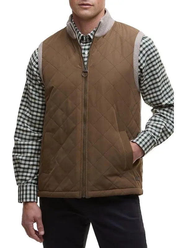 Barbour Shoveler Mixed Media Vest - Stone