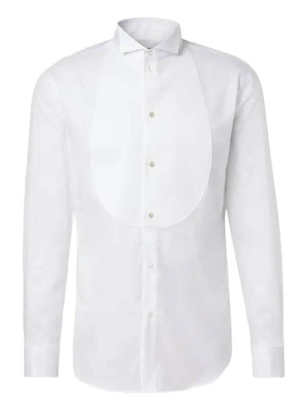 Giorgio Armani Cotton Poplin Tuxedo Shirt - White