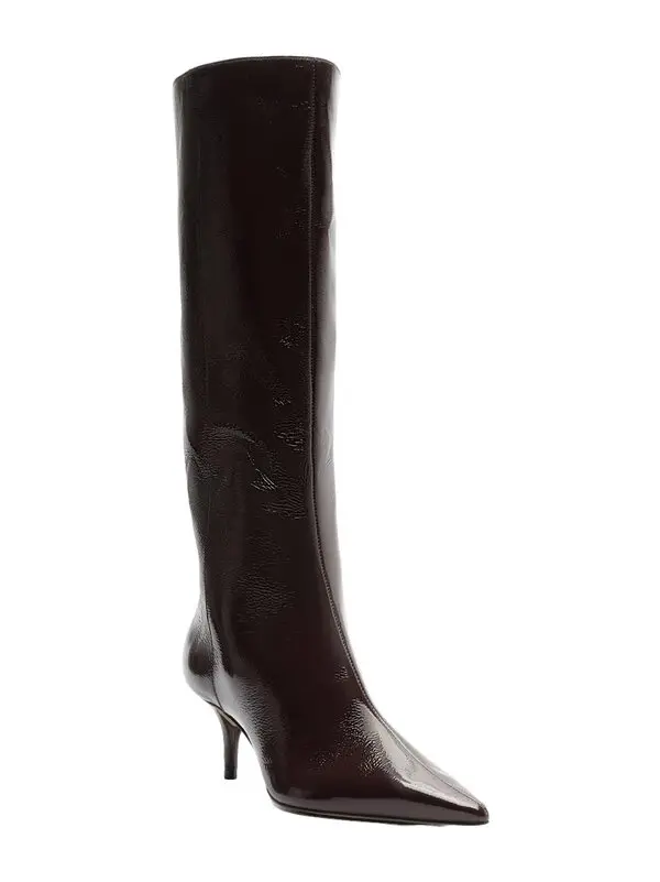 AREZZO Sasha Knee High Pointed Toe Boots - Grape Brown