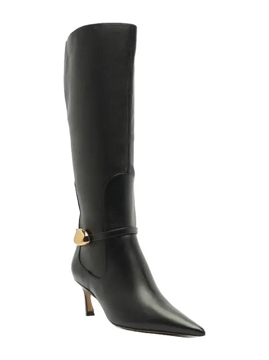 AREZZO Farrah Pointed Toe Knee High Boots - Black