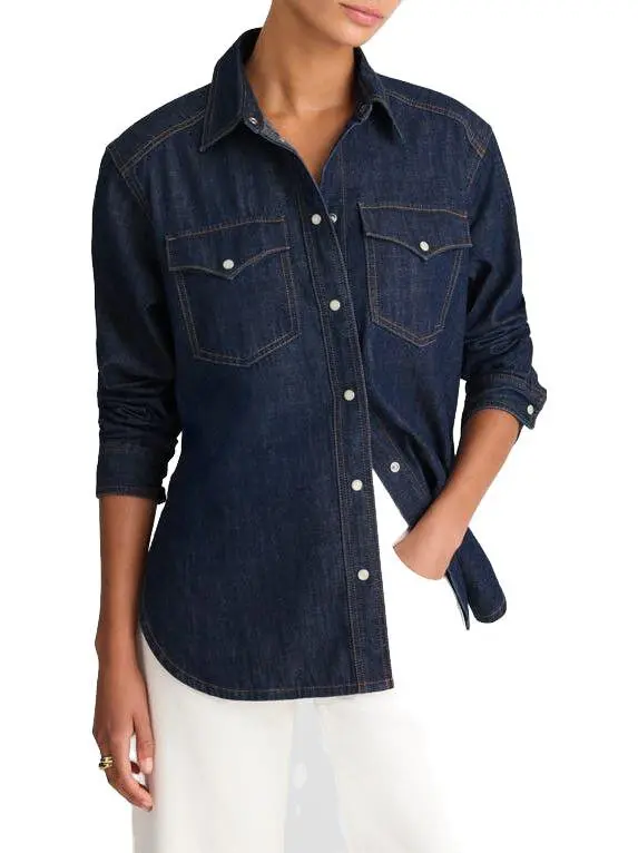 Madewell Oversized Denim Western Button-up Shirt - Rinse Wash