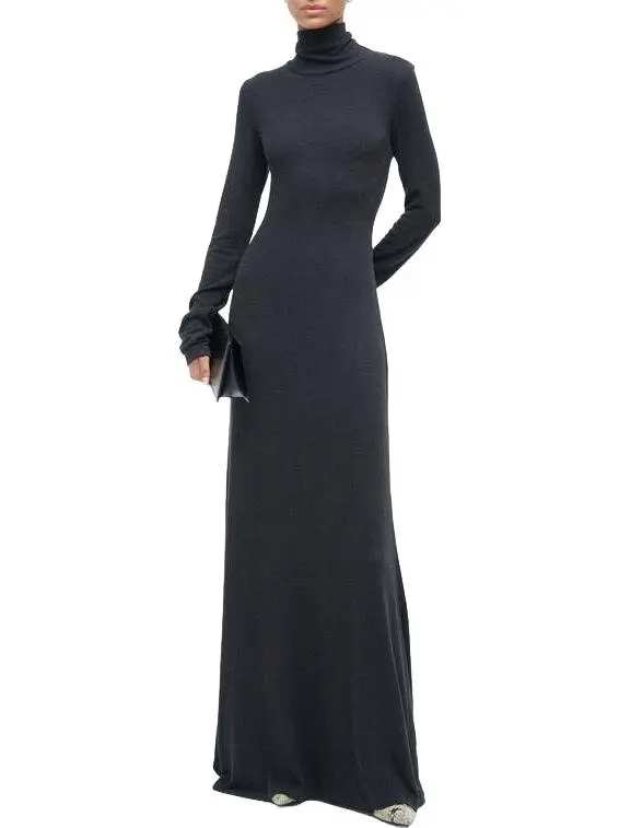 Staud Vanya Long Sleeve Sweater Dress - Charcoal