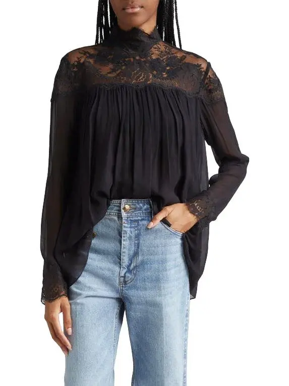 Zimmermann Hypnotic Lace Yoke Top - Black
