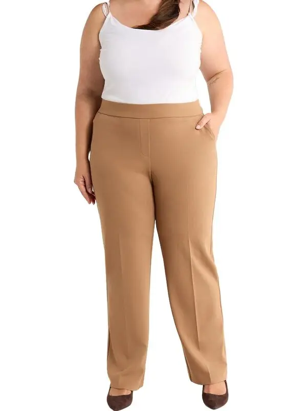 Anne Klein High-waisted Pull-on Trousers - Vicuna