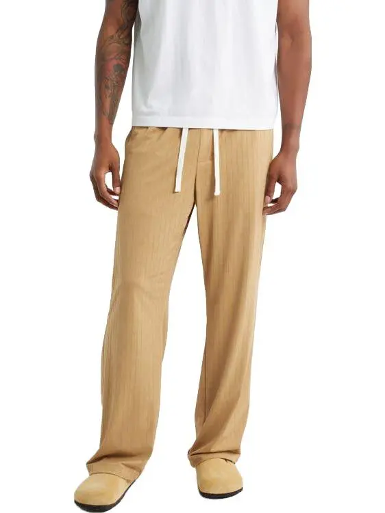 RIZORT Francis Grid Stretch Nylon Blend Drawstring Pants - Tan