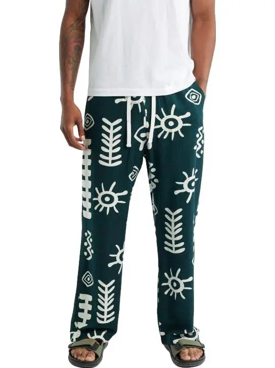 RIZORT Mason Abstract Print Drawstring Pants - Green
