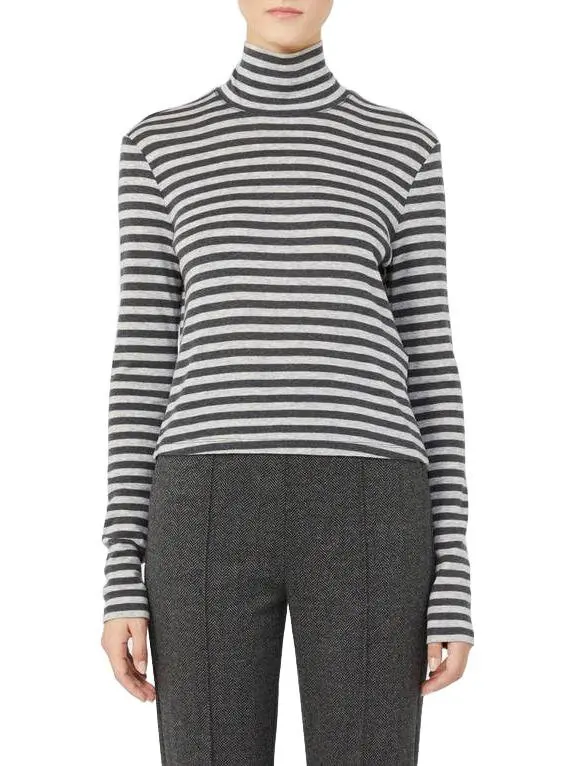 MM BY MAX MARA Blasy Stripe Mock Neck Top - Dark Grey