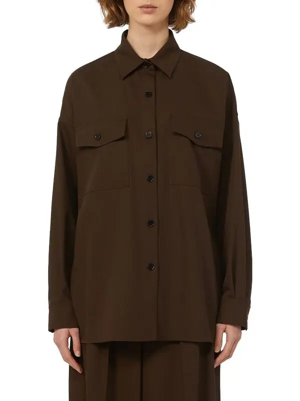 Max Mara Firmina Virgin Wool Shirt - Dark Brown