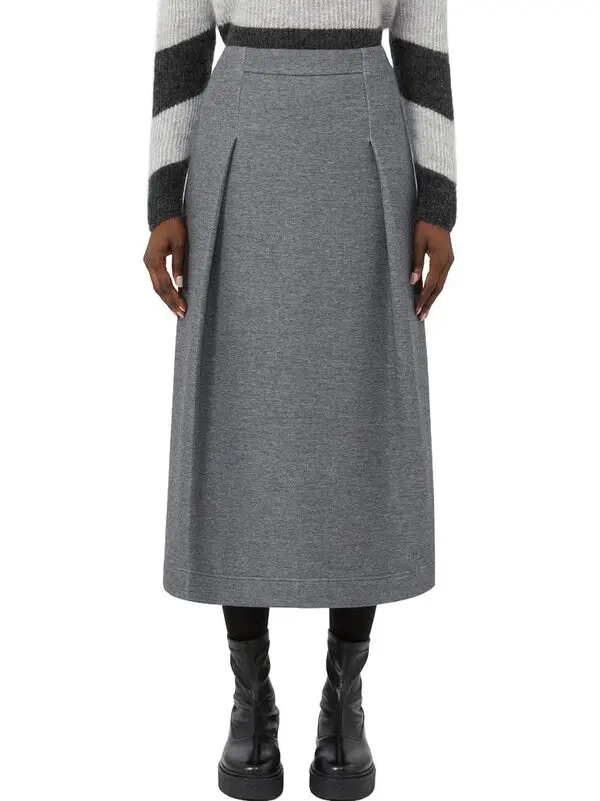 MM BY MAX MARA Netto Pleated Jersey Midi Skirt - Dark Grey