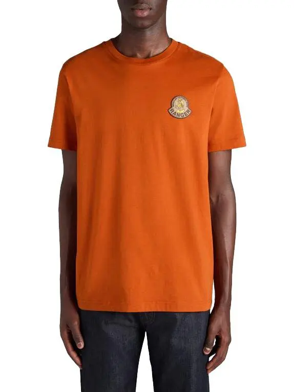 Moncler Logo Patch Cotton T-shirt - Potters Clay