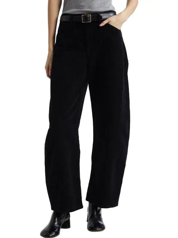 NILI LOTAN Tribeca Barrel Leg Corduroy Trousers - Jet Black