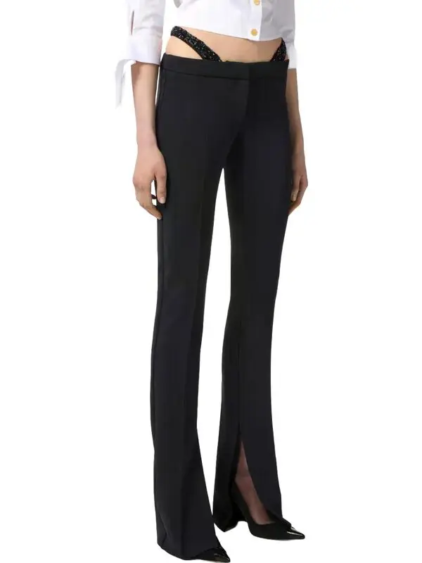Elisabetta Franchi Crystal-embellished Straight-leg Trousers - Black