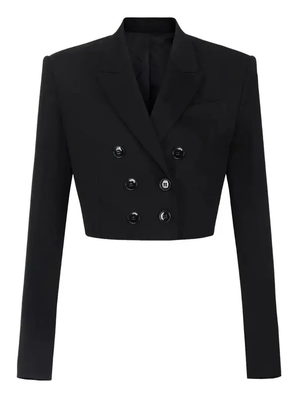 Elisabetta Franchi Double-breasted Cropped Jacket - Black