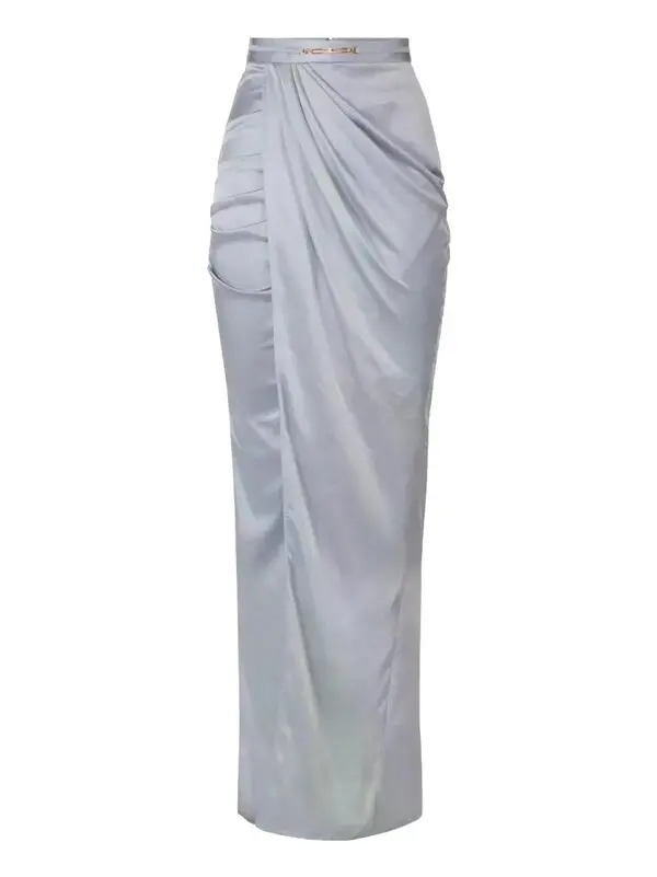 Elisabetta Franchi Draped Satin Maxi Skirt - Grey