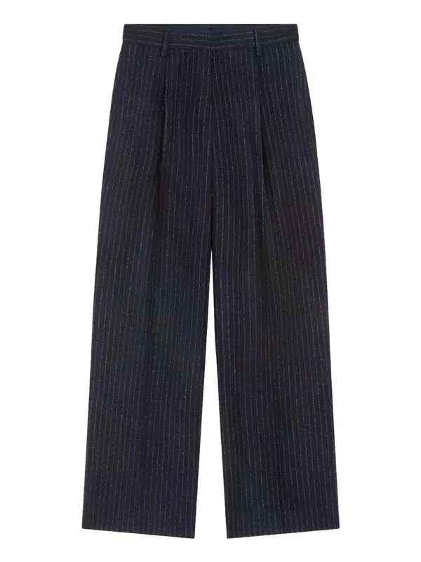 Dries Van Noten Pinstripe Wool Trousers - Blue
