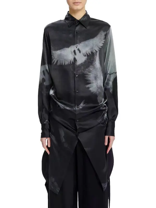 ANN DEMEULEMEESTER Print-detail Long-sleeves Shirt - Black