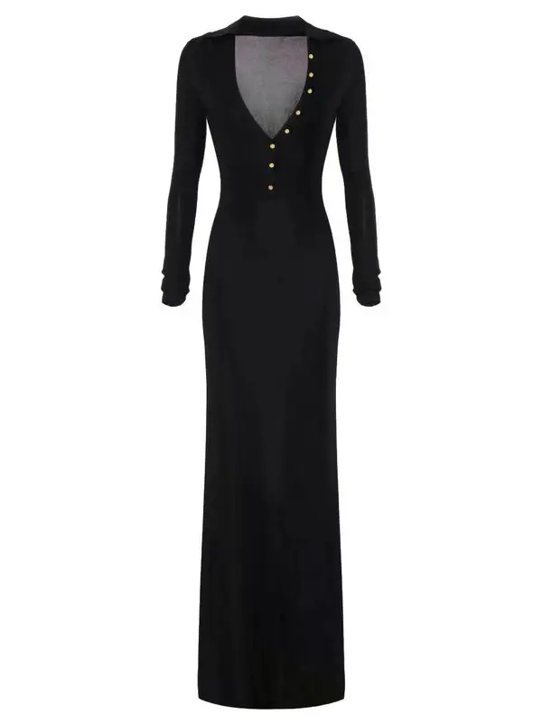 Elisabetta Franchi V-neck Maxi Dress With Button Details - Black