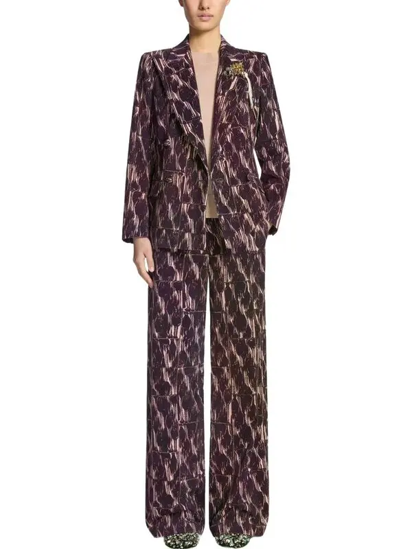 Dries Van Noten Abstract-print Double-breasted Blazer - Purple
