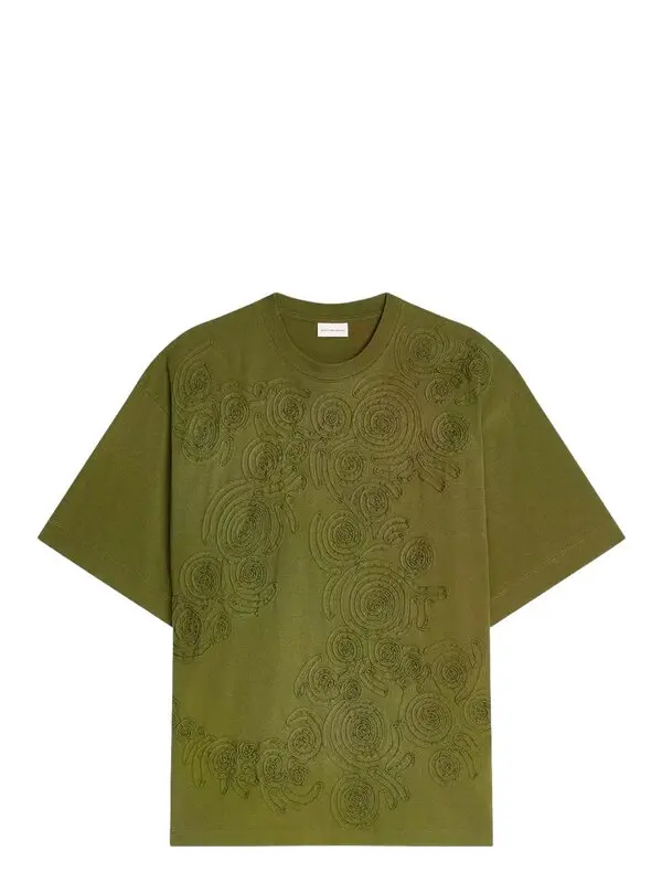 Dries Van Noten Embroidered Floral T-shirt - Green