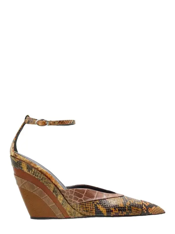 Marni 110mm Snakeskin-panel Wedge Trainers - Brown