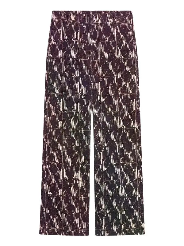 Dries Van Noten Abstract-print Cotton Trousers - Red
