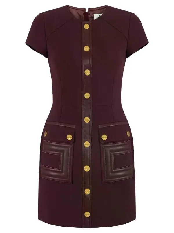 Elisabetta Franchi Button-detailed Pocket Mini Dress - Brown