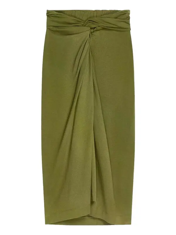 Dries Van Noten Knotted Jersey Midi Skirt - Green