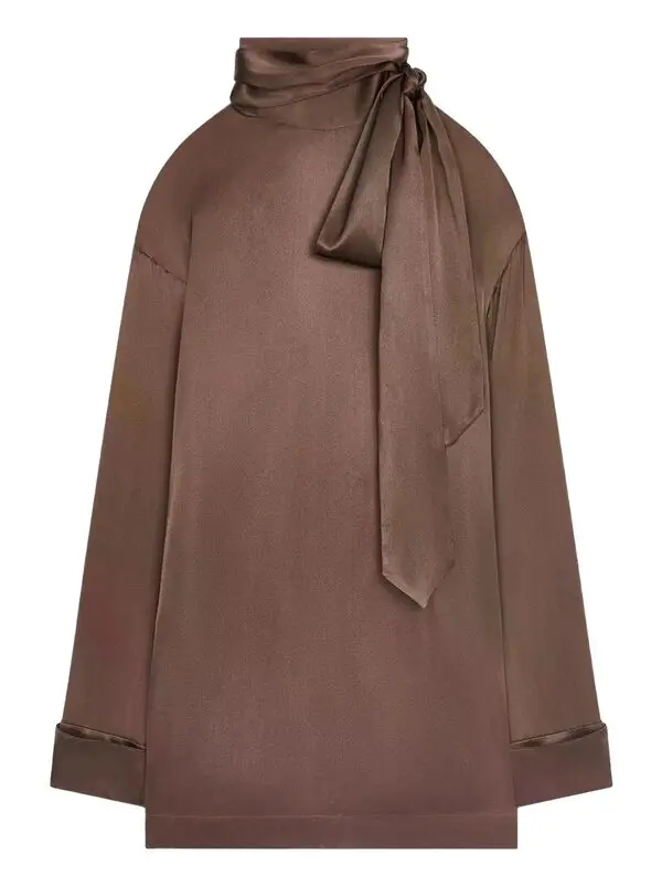Dries Van Noten Tie-neck Blouse - Brown