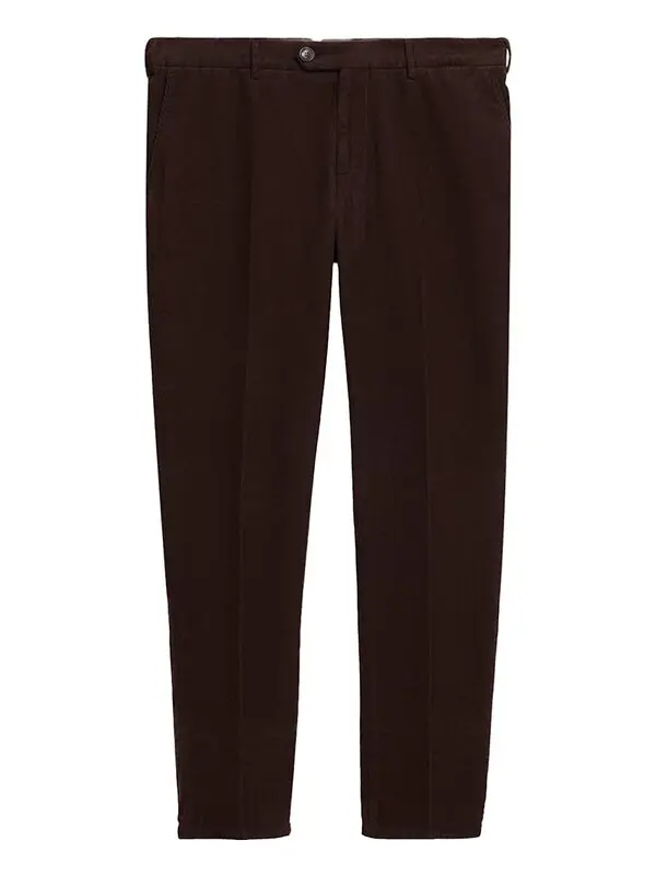 Brunello Cucinelli Fine Corduroy Flat-front Tapered Trousers - Dark Brown