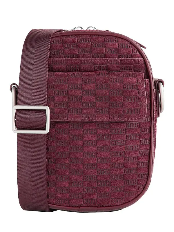 Kith Monogram Suede Passenger K15 Bag - Red