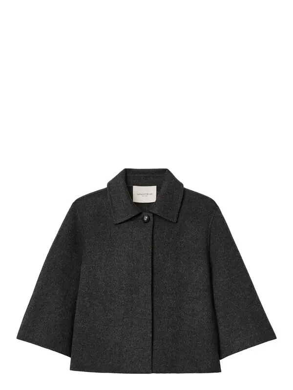 Lafayette 148 New York Wool Cashmere Cropped Swing Jacket - Graphite Melange