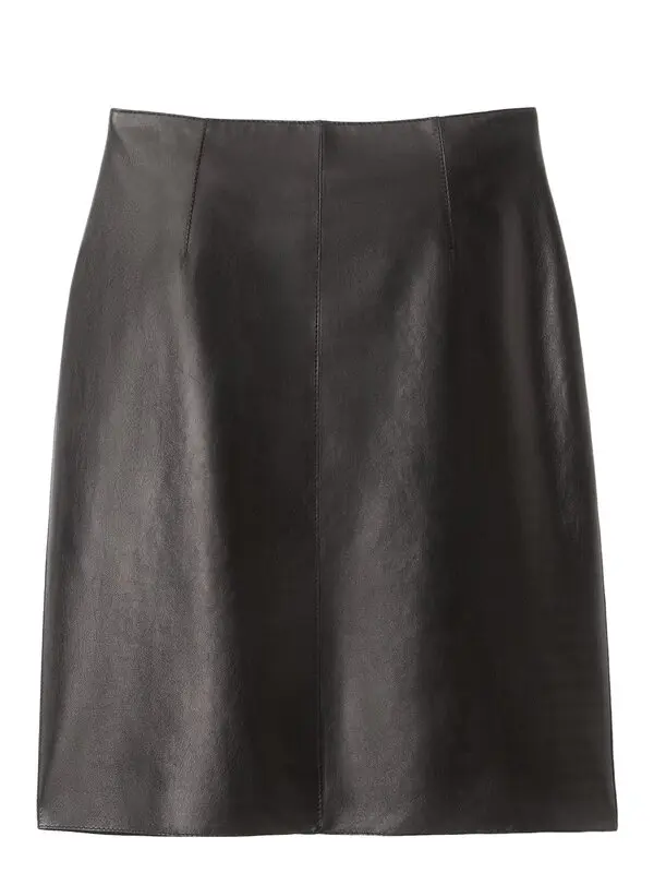 Lafayette 148 New York Nappa Lambskin Leather Mini Skirt - Black