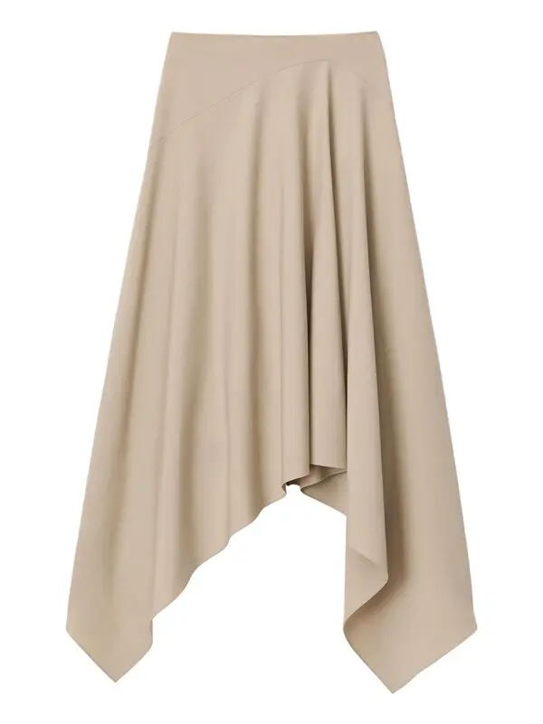 Lafayette 148 New York Stretch Wool Handkerchief Midi Skirt - Plaster