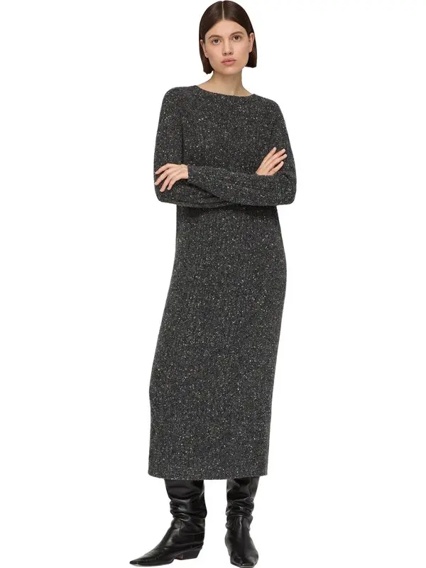 Lafayette 148 New York Cashmere Donegal Cable Knit Sweater Dress - Graphite Multi