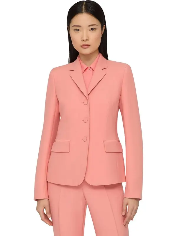 Lafayette 148 New York Wool-silk Crepe Fitted Blazer - Altrosa Pink