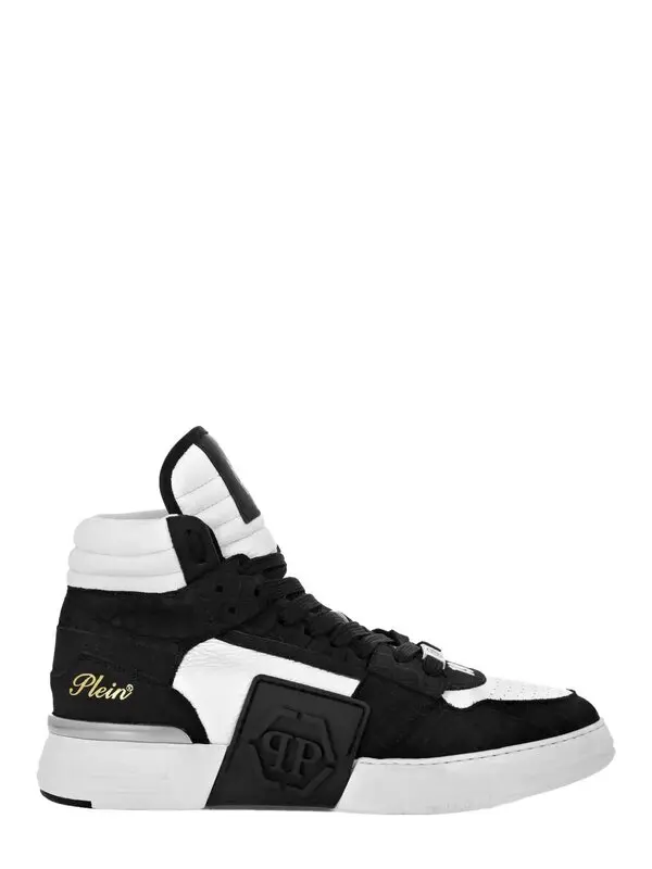 Philipp Plein Phantom Kicks Mid-top Leather Sneakers - Black