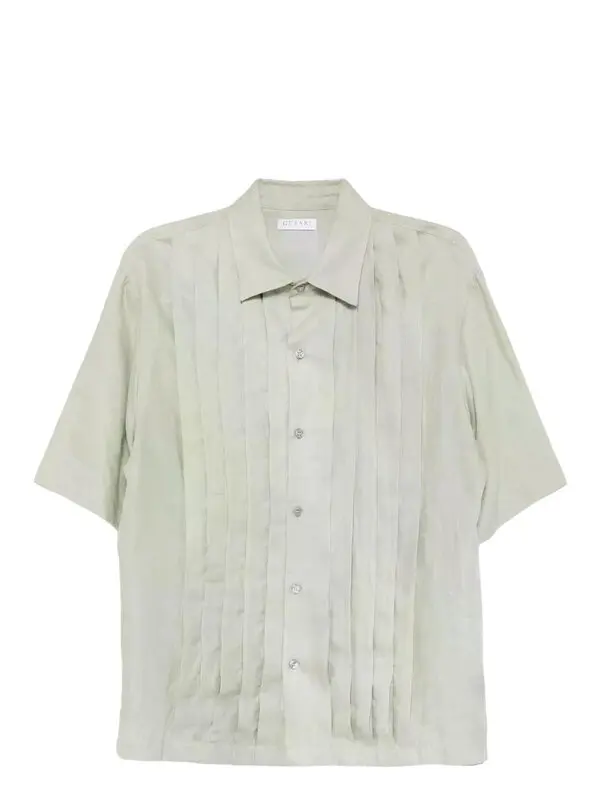 GUSARI Pleated Linen Shirt - Green
