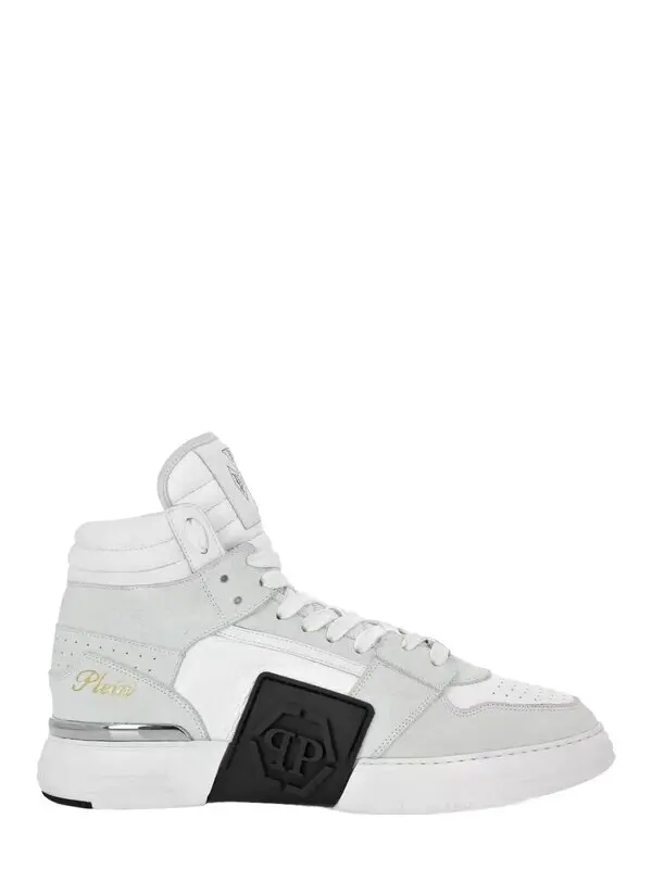 Philipp Plein Phantom Kicks Mid-top Leather Sneakers - White