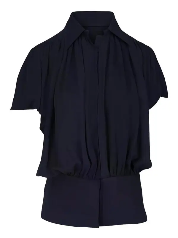 LANVIN Pleated-panel Short-sleeve Top - Black