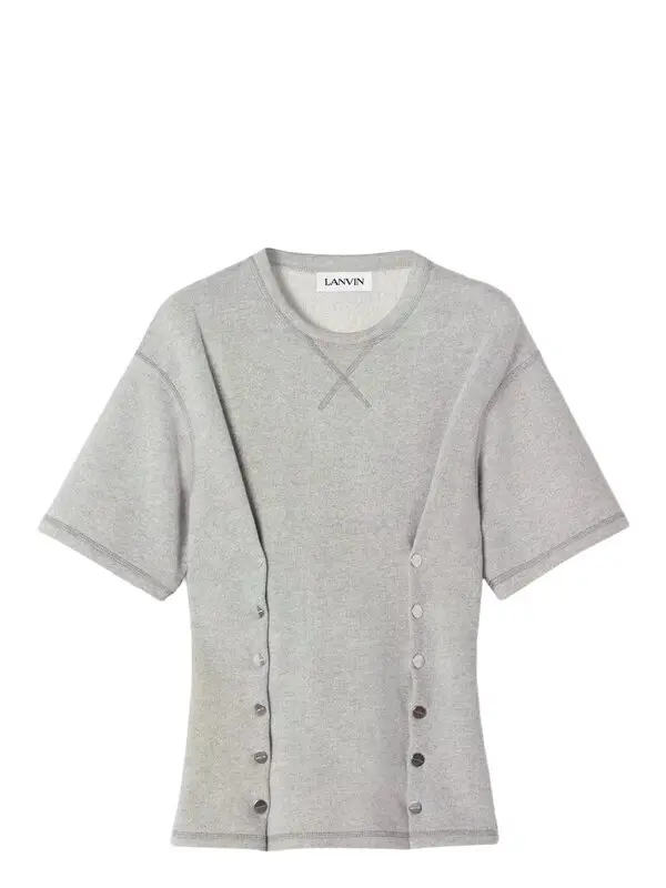 LANVIN Button-detailed Short-sleeve Top - Grey