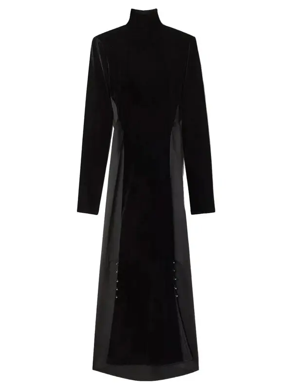 LANVIN Velvet High-neck Midi Dress - Black