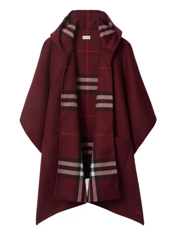 Burberry Cashmere Hooded Cape - Oxblood Red