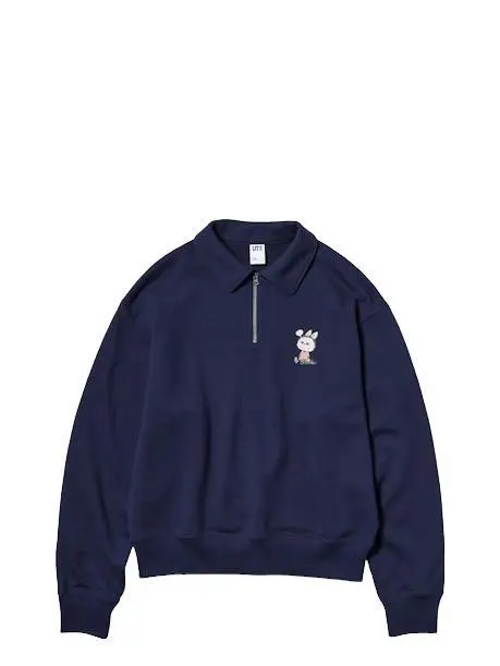 Uniqlo X Pop Mart Half-zip Sweatshirt - Navy Blue