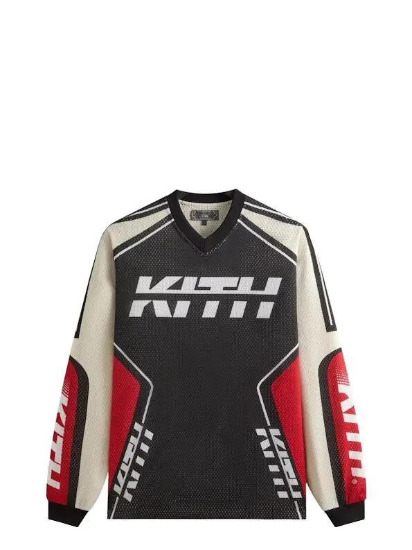 Kith Moto Mesh Long Sleeve Donovan Tee - Black