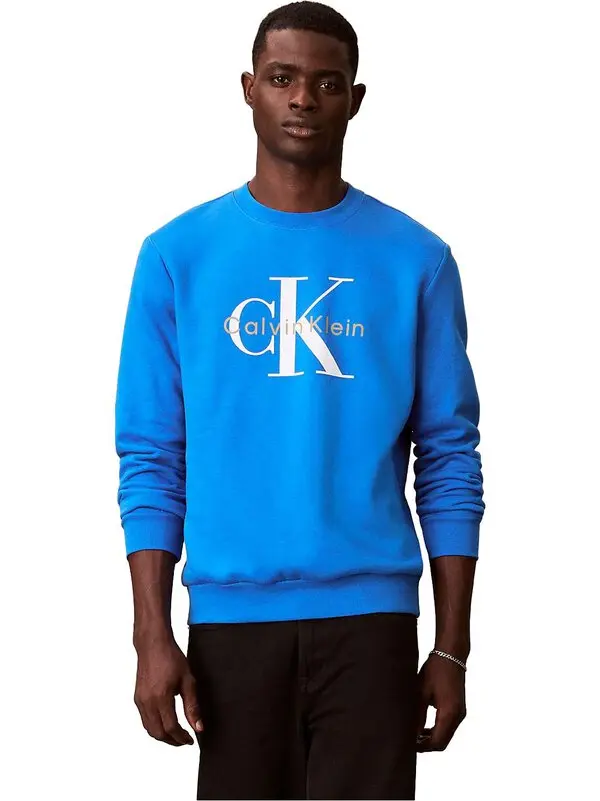 Calvin Klein Monologo Fleece Crewneck Sweatshirt - Corrib River Blue