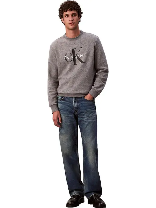 Calvin Klein Monologo Fleece Crewneck Sweatshirt - Grey Heather