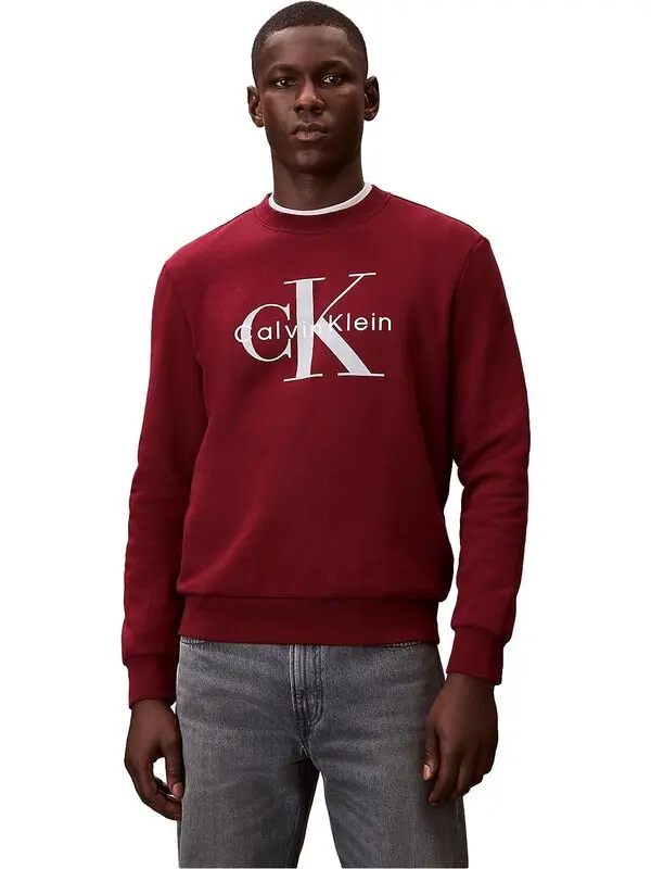 Calvin Klein Monologo Fleece Crewneck Sweatshirt - Renaissance Red