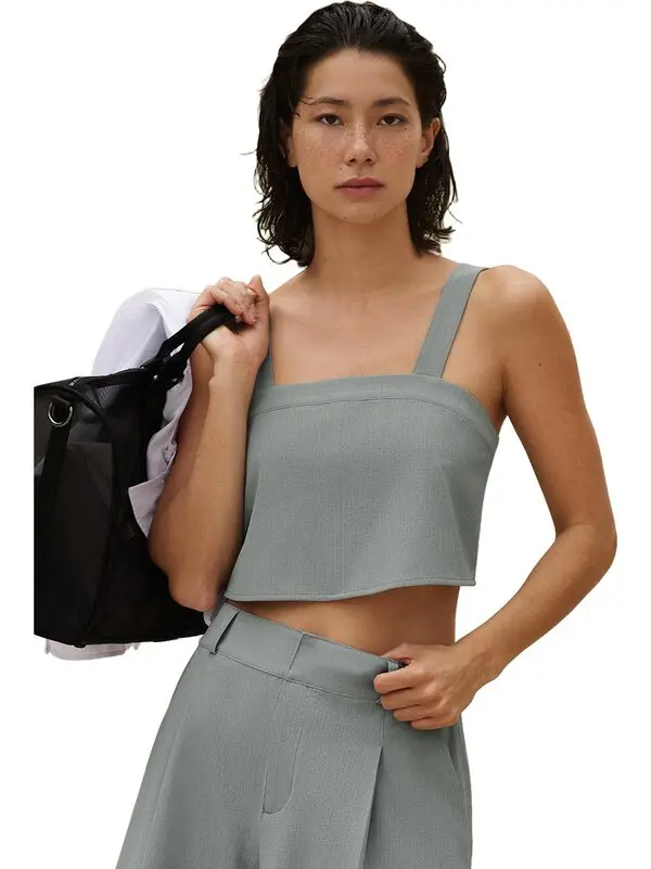 Alo Yoga Cropped Dreamscape Tank Top - Lunar Grey